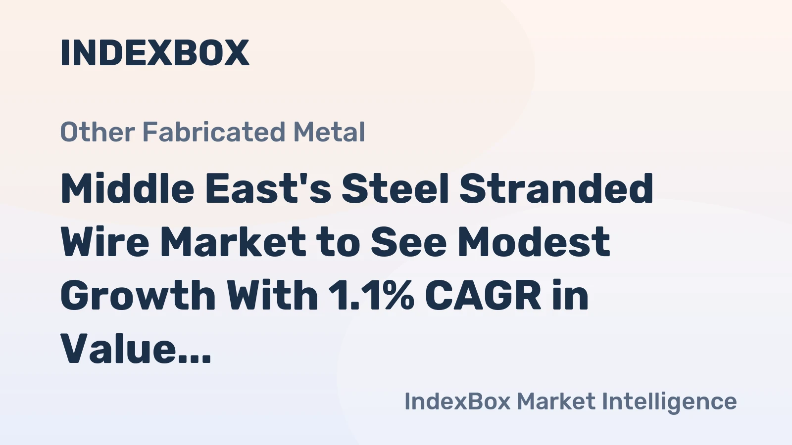 Middle East's Steel Stranded Wire Market to See Modest Growth With 1.1% CAGR in Value