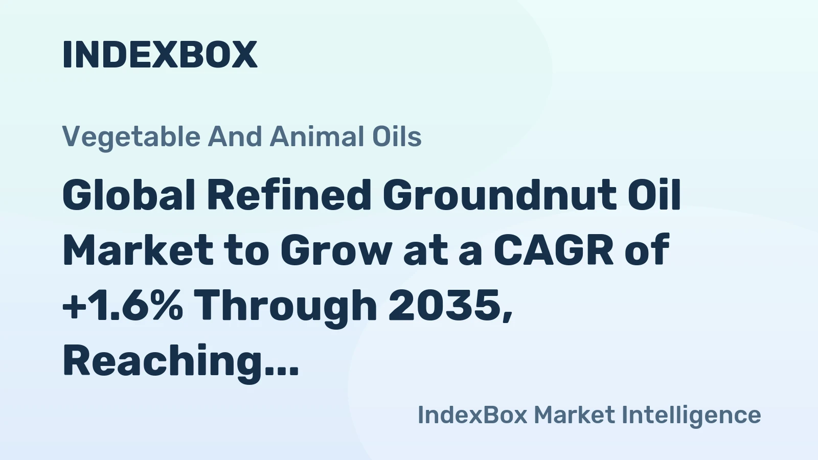 Global Refined Groundnut Oil Market to Grow at a CAGR of +1.6% Through 2035, Reaching $7.8B by End of Forecast Period