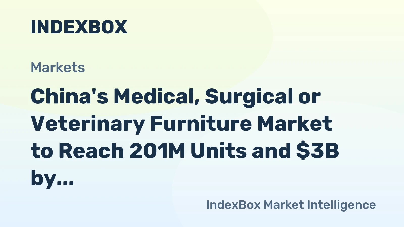 China's Medical, Surgical or Veterinary Furniture Market to Reach 201M Units and $3B by 2035