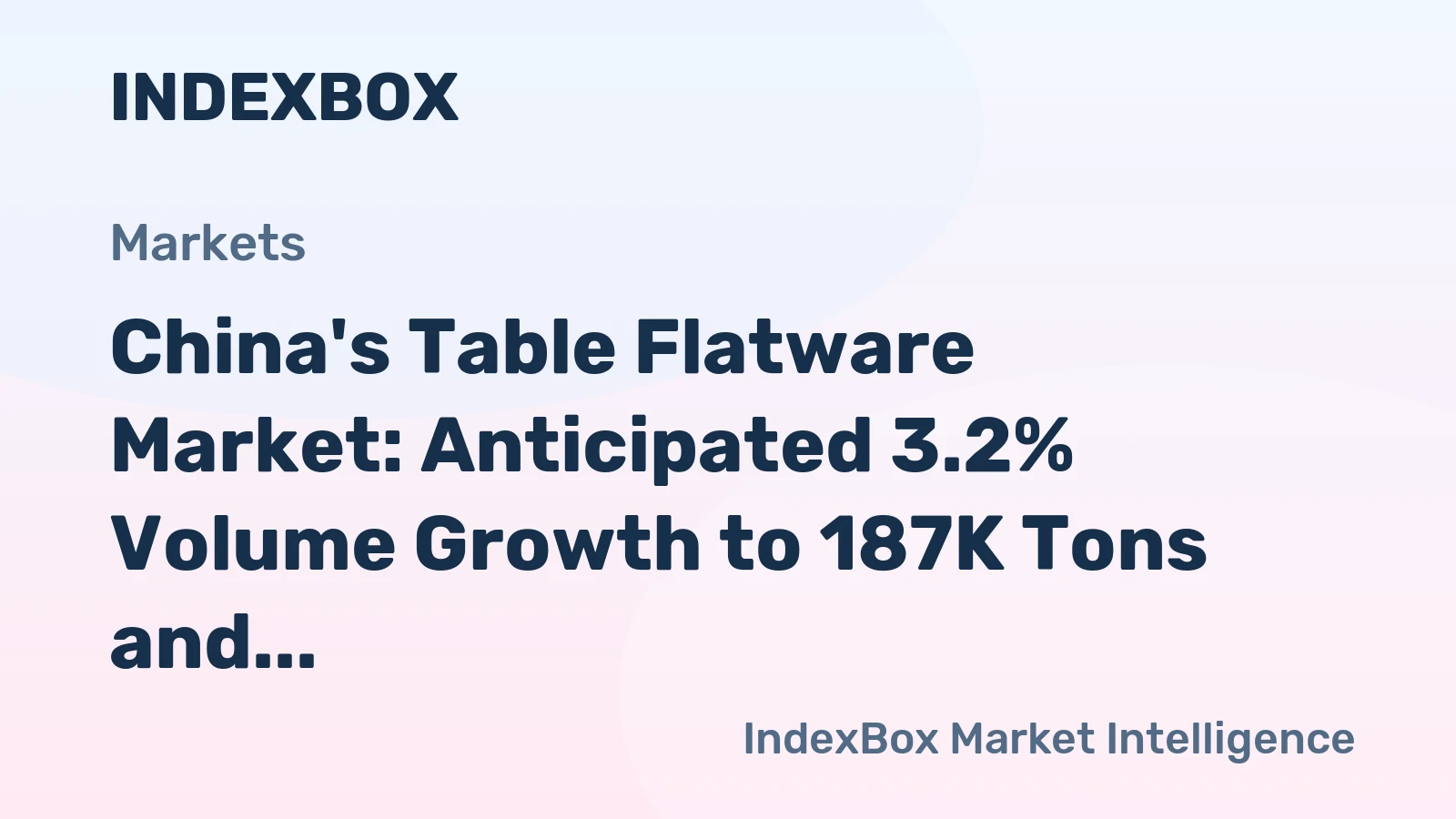 China's Table Flatware Market: Anticipated 3.2% Volume Growth to 187K Tons and $1.3B Value by 2035