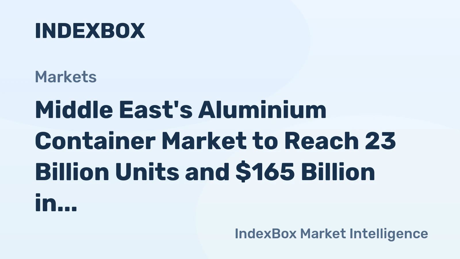 Middle East's Aluminium Container Market to Reach 23 Billion Units and $165 Billion in Value by 2035