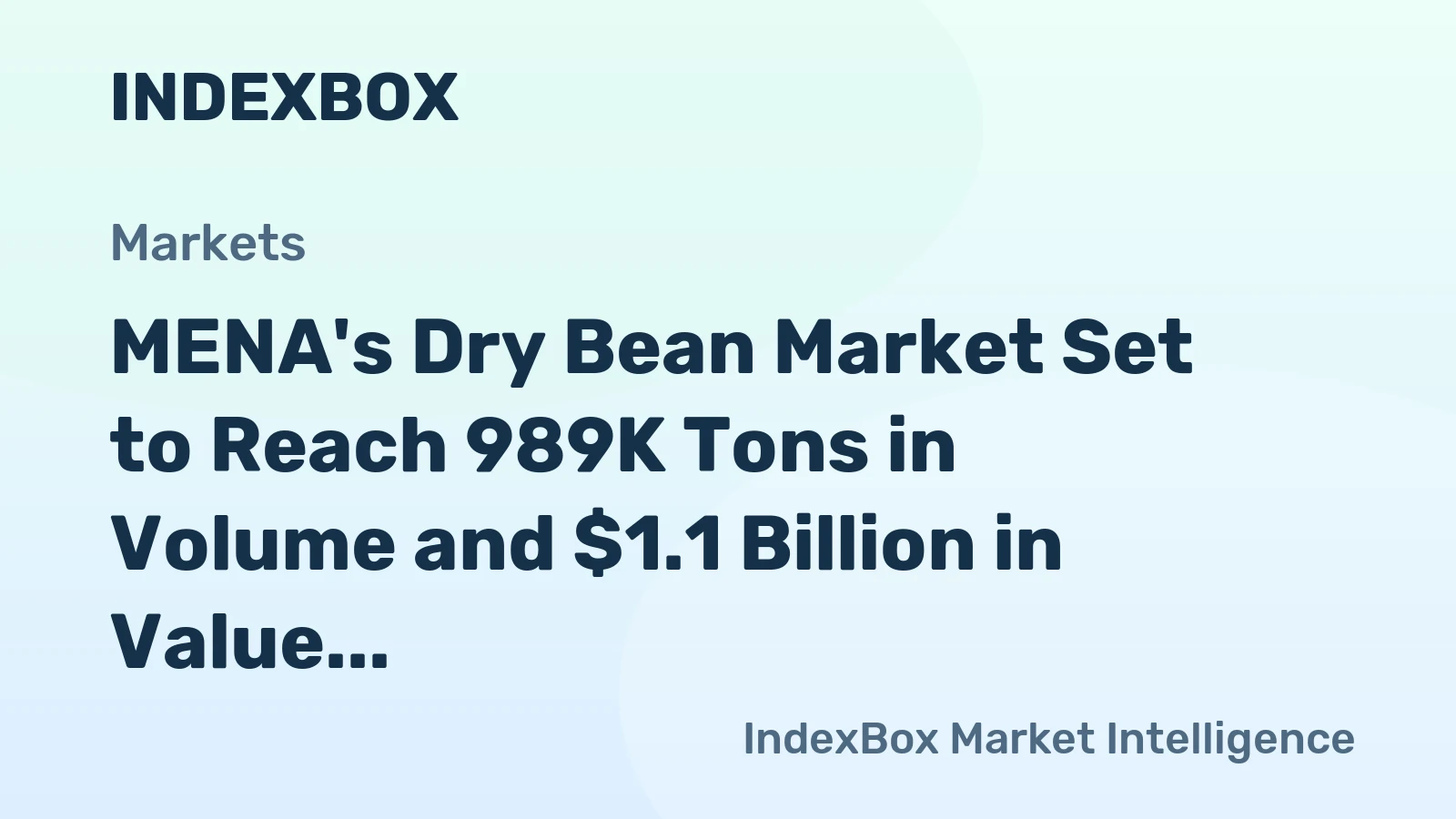 MENA's Dry Bean Market Set to Reach 989K Tons in Volume and $1.1 Billion in Value by 2035