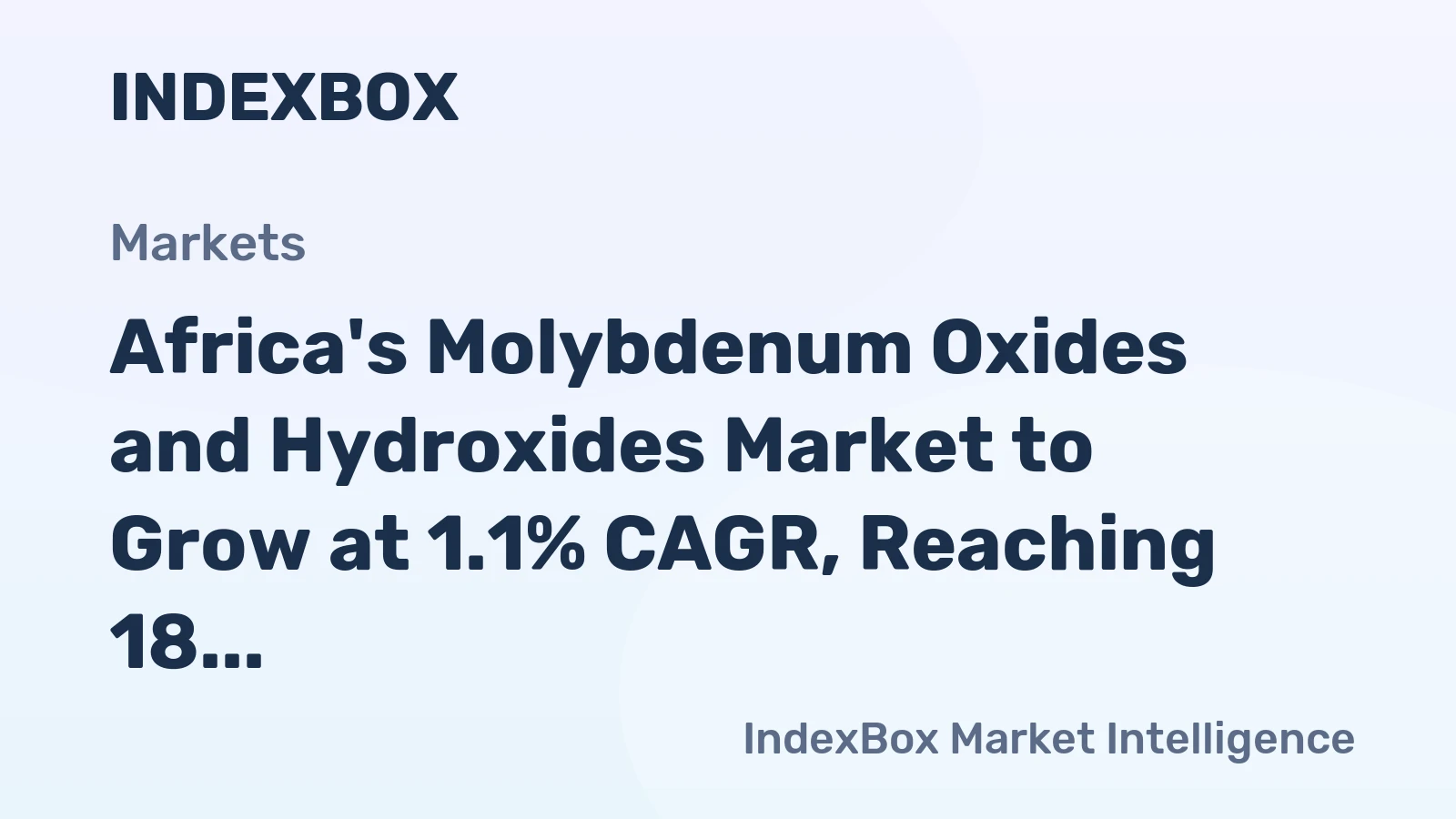 Africa's Molybdenum Oxides and Hydroxides Market to Grow at 1.1% CAGR, Reaching 18 Tons by 2035