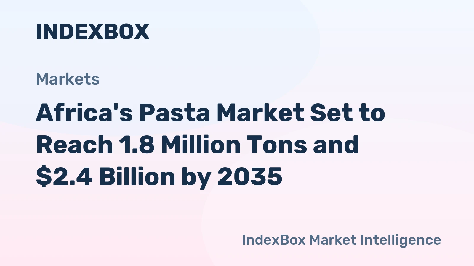 Africa's Pasta Market Set to Reach 1.8 Million Tons and $2.4 Billion by 2035
