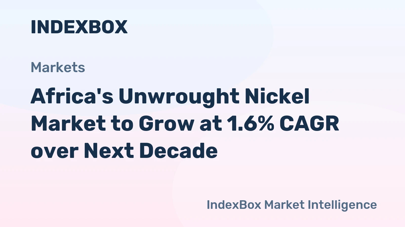 Africa's Unwrought Nickel Market to Grow at 1.6% CAGR over Next Decade