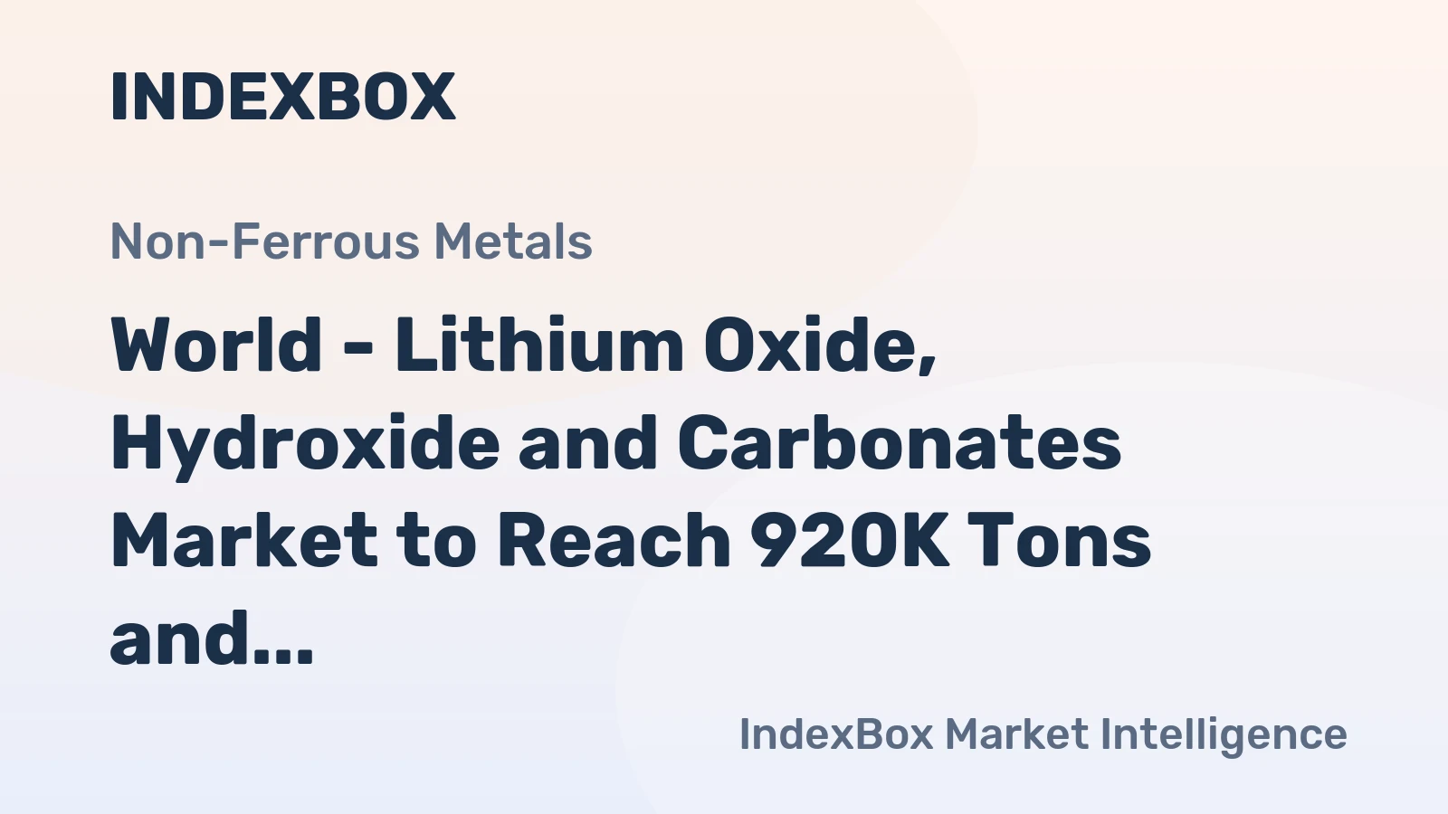 World - Lithium Oxide, Hydroxide and Carbonates Market to Reach 920K Tons and $16.1B by 2035