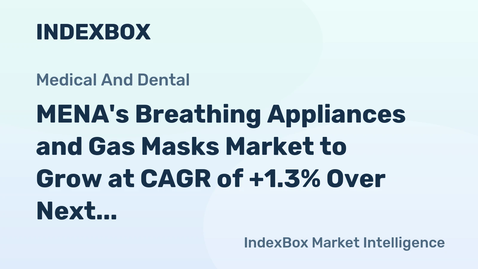 MENA's Breathing Appliances and Gas Masks Market to Grow at CAGR of +1.3% Over Next Decade