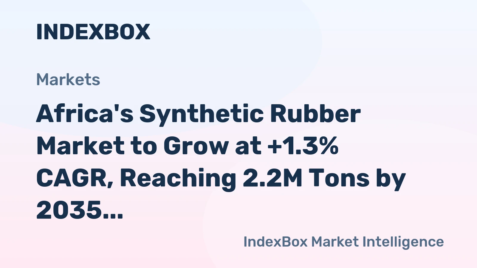 Africa's Synthetic Rubber Market to Grow at +1.3% CAGR, Reaching 2.2M Tons by 2035