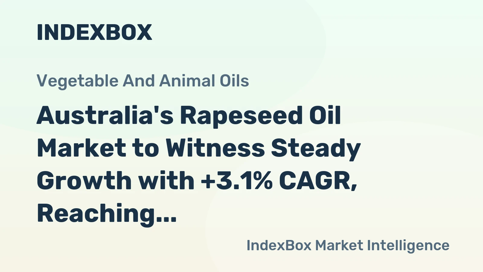Australia's Rapeseed Oil Market to Witness Steady Growth with +3.1% CAGR, Reaching $598M by 2035