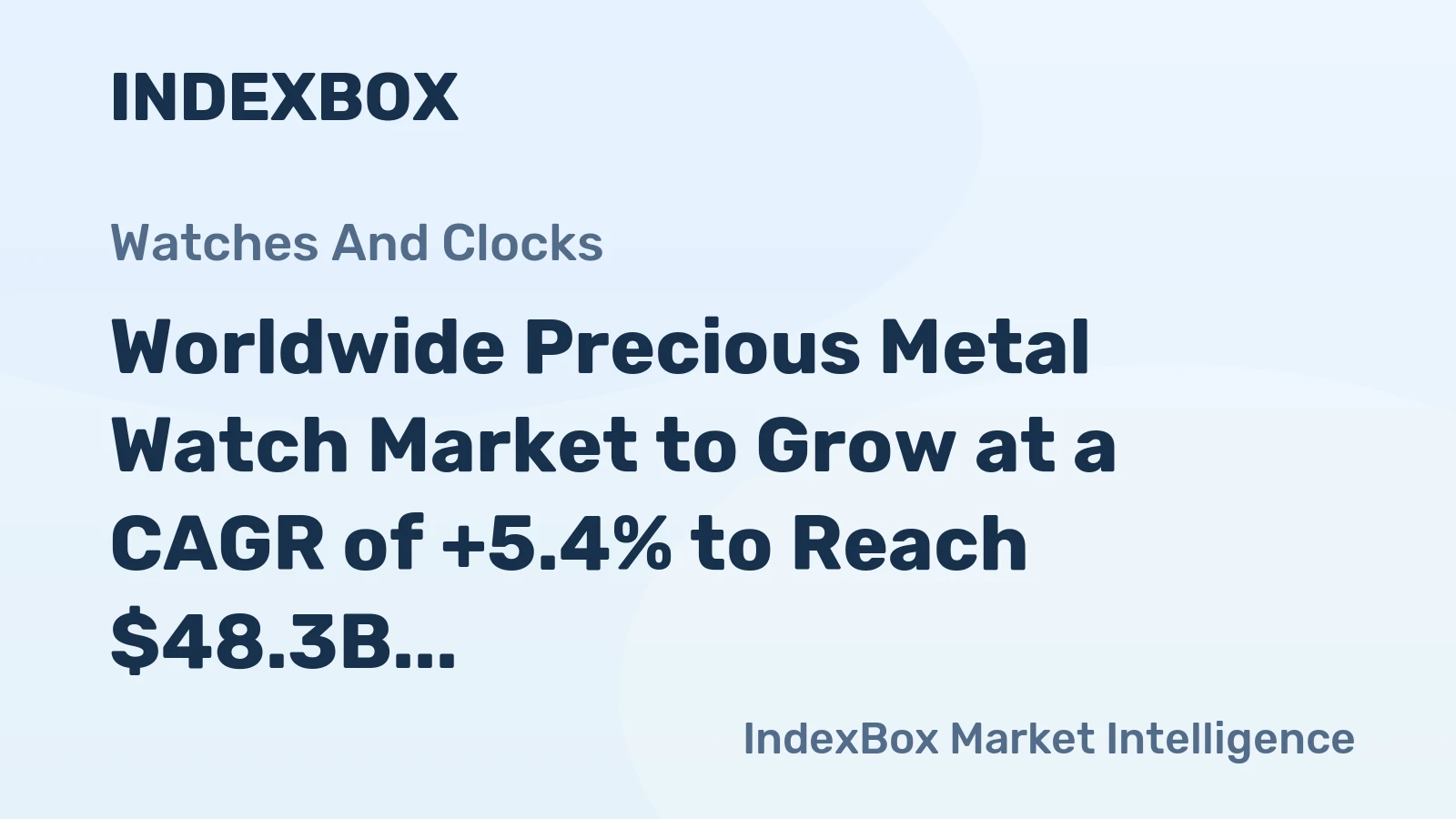 Worldwide Precious Metal Watch Market to Grow at a CAGR of +5.4% to Reach $48.3B by 2030