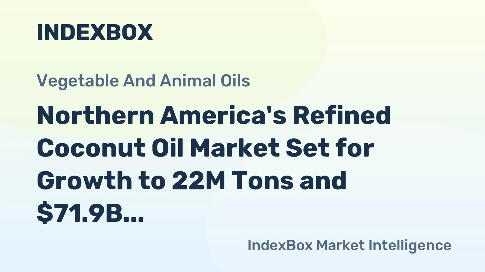 Northern America's Refined Coconut Oil Market Set for Growth to 22M Tons and $71.9B in Value
