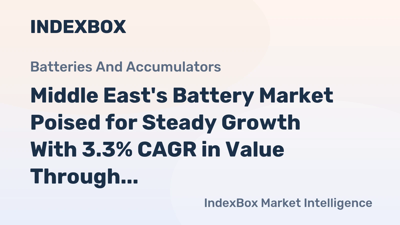 Middle East's Battery Market Poised for Steady Growth With 3.3% CAGR in Value Through 2035