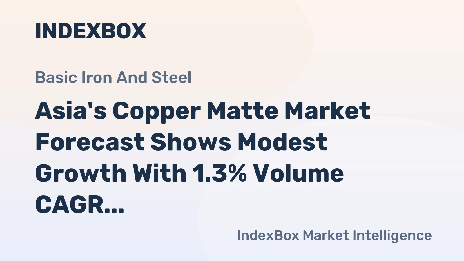 Asia's Copper Matte Market Forecast Shows Modest Growth With 1.3% Volume CAGR Through 2035