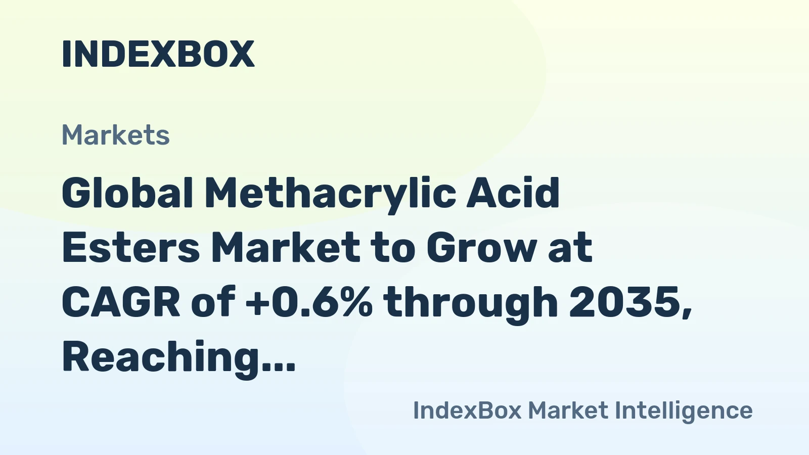 Global Methacrylic Acid Esters Market to Grow at CAGR of +0.6% through 2035, Reaching $4.6B in Value