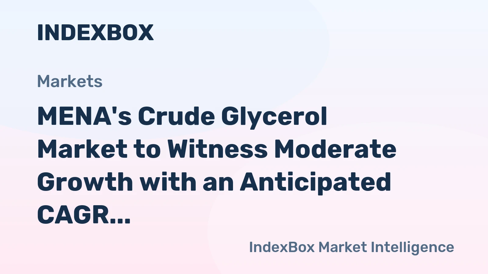 MENA's Crude Glycerol Market to Witness Moderate Growth with an Anticipated CAGR of +1.5% from 2024-2035