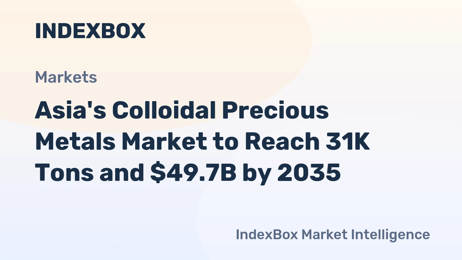 Asia's Colloidal Precious Metals Market to Reach 31K Tons and $49.7B by 2035
