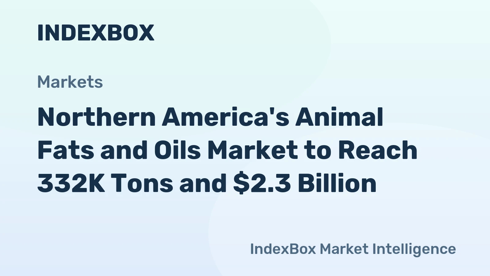 Northern America's Animal Fats and Oils Market to Reach 332K Tons and $2.3 Billion