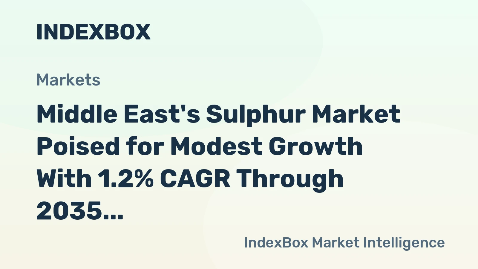Middle East's Sulphur Market Poised for Modest Growth With 1.2% CAGR Through 2035