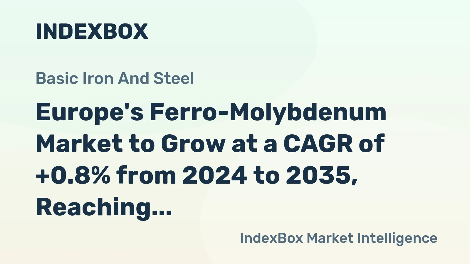 Europe's Ferro-Molybdenum Market to Grow at a CAGR of +0.8% from 2024 to 2035, Reaching 105K Tons