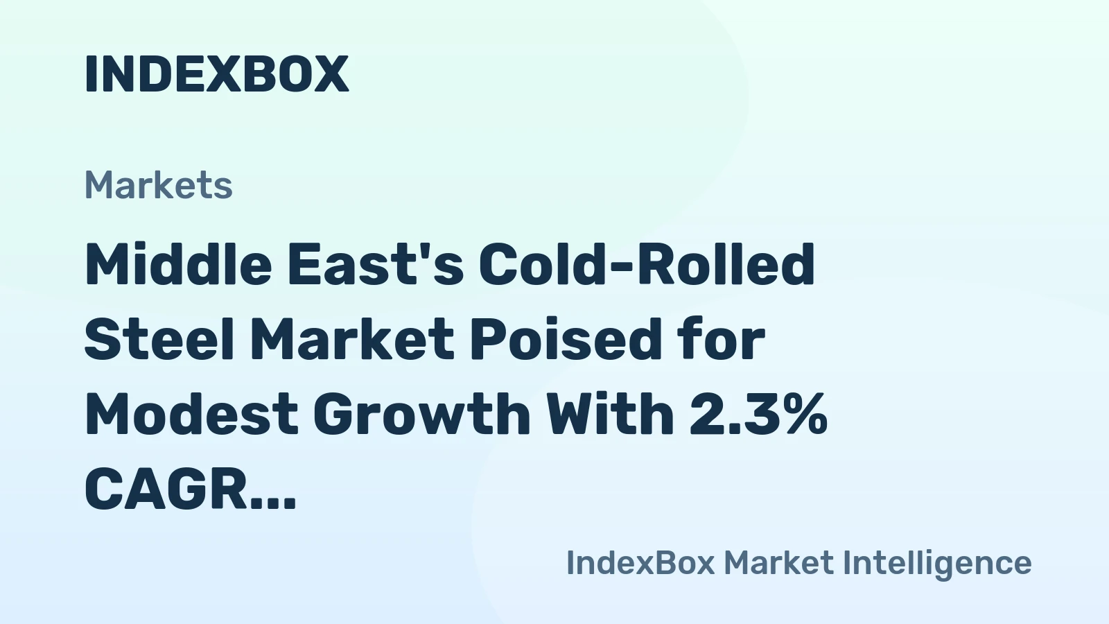 Middle East's Cold-Rolled Steel Market Poised for Modest Growth With 2.3% CAGR in Value