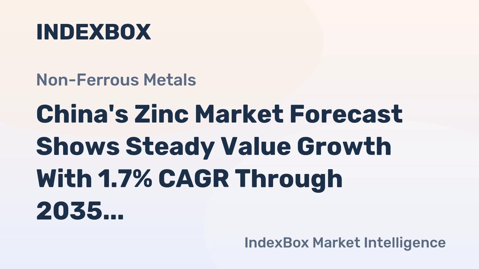 China's Zinc Market Forecast Shows Steady Value Growth With 1.7% CAGR Through 2035
