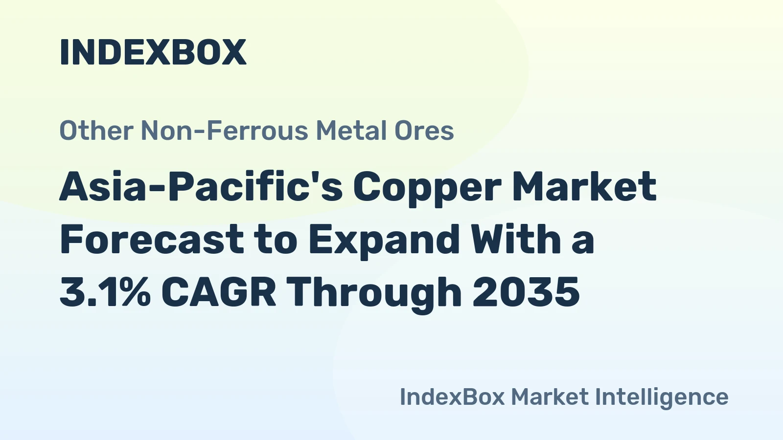 Asia-Pacific's Copper Market Forecast to Expand With a 3.1% CAGR Through 2035