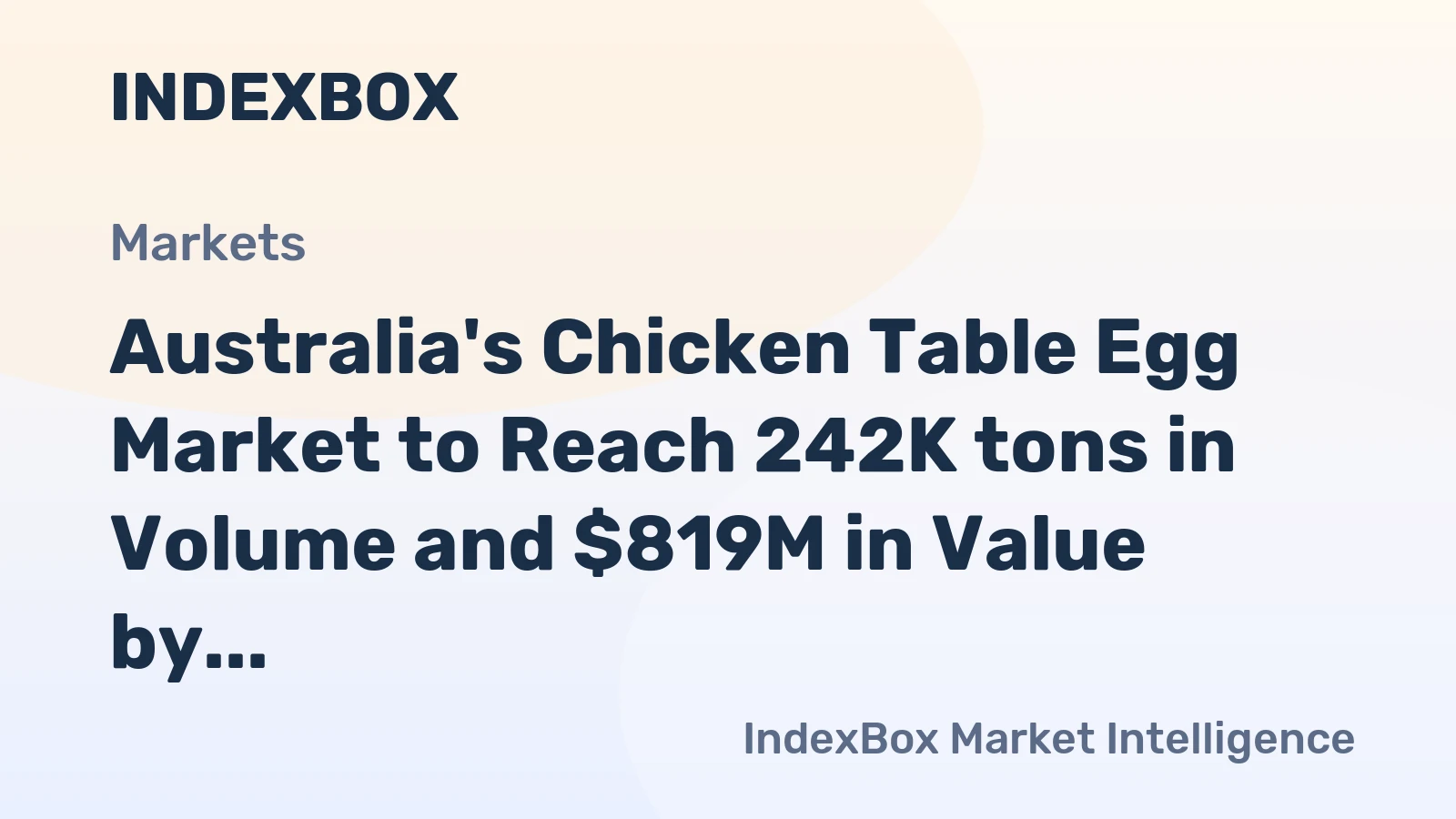 Australia's Chicken Table Egg Market to Reach 242K tons in Volume and $819M in Value by 2035