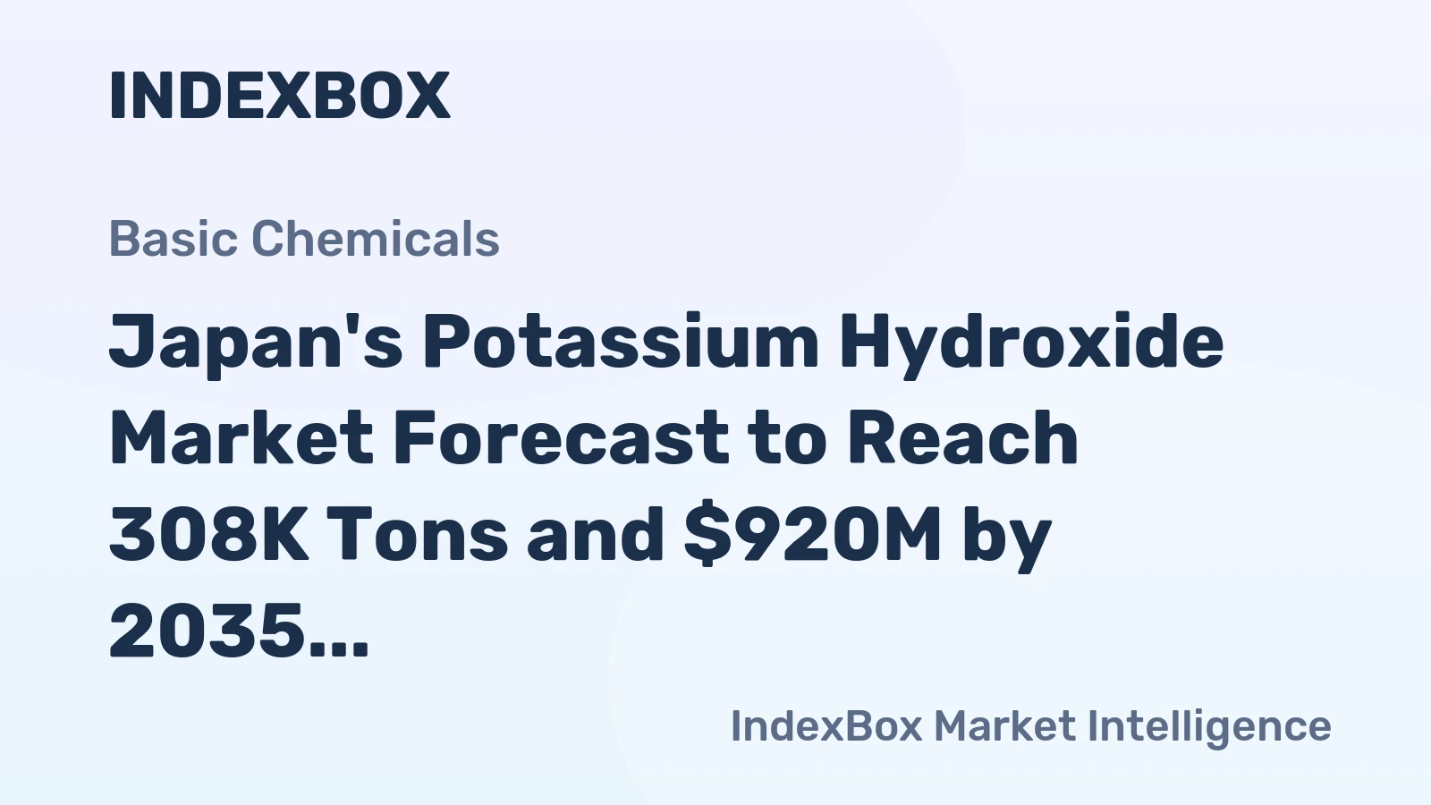 Japan's Potassium Hydroxide Market Forecast to Reach 308K Tons and $920M by 2035