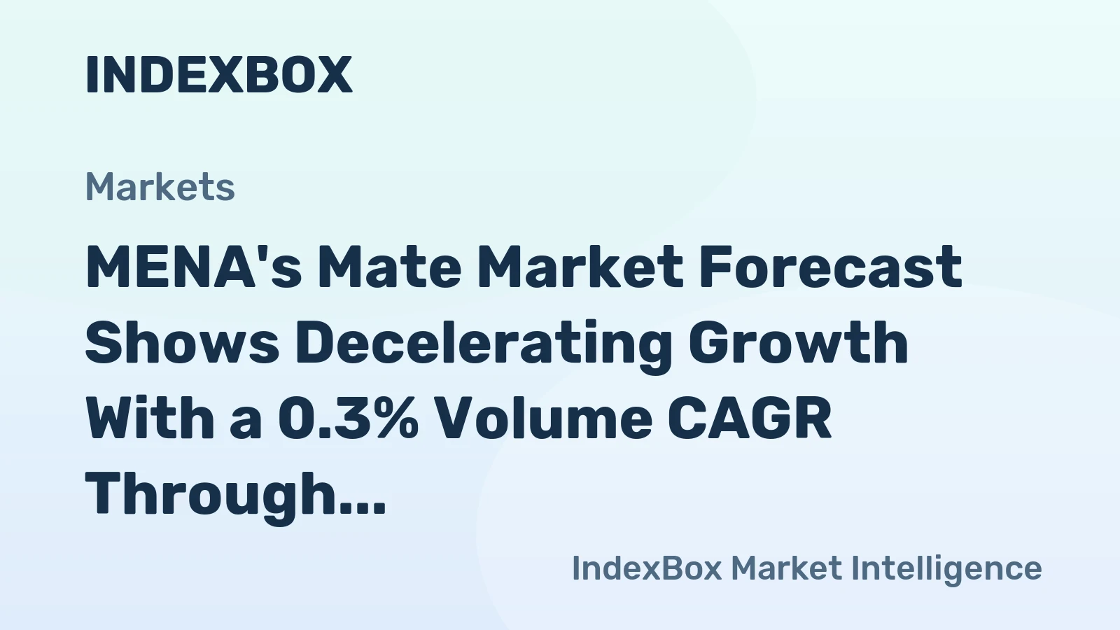 MENA's Mate Market Forecast Shows Decelerating Growth With a 0.3% Volume CAGR Through 2035