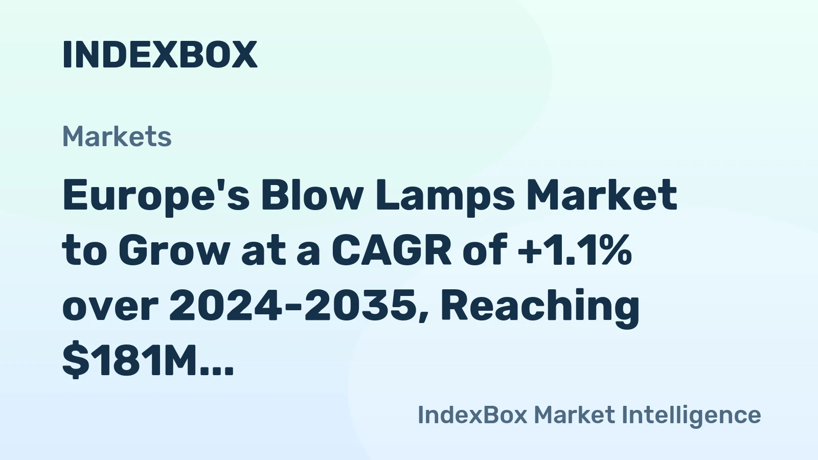 Europe's Blow Lamps Market to Grow at a CAGR of +1.1% over 2024-2035, Reaching $181M by 2035