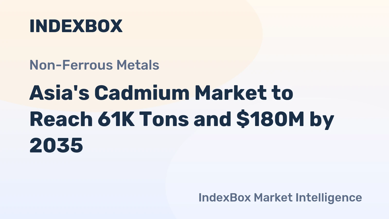 Asia's Cadmium Market to Reach 61K Tons and $180M by 2035