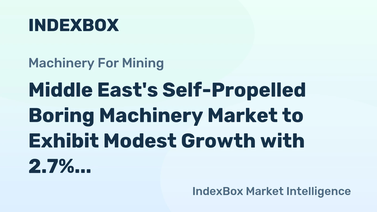 Middle East's Self-Propelled Boring Machinery Market to Exhibit Modest Growth with 2.7% CAGR