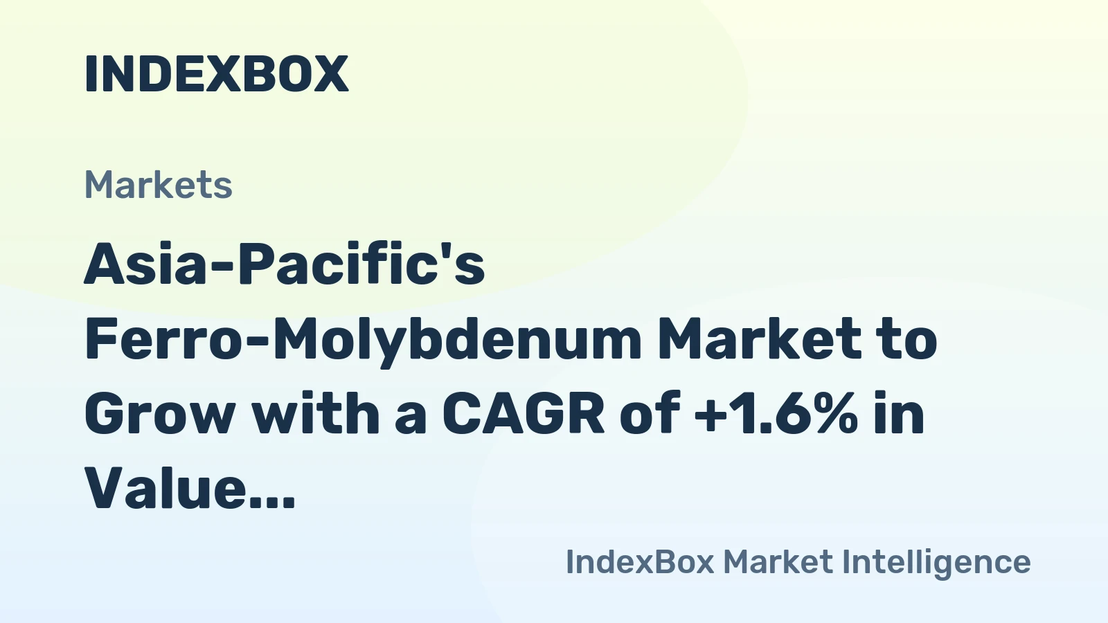 Asia-Pacific's Ferro-Molybdenum Market to Grow with a CAGR of +1.6% in Value Terms Through 2035
