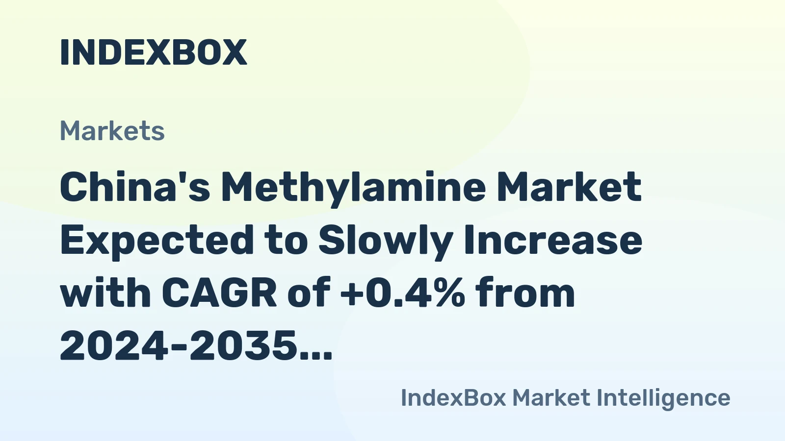 China's Methylamine Market Expected to Slowly Increase with CAGR of +0.4% from 2024-2035, Reaching $1.1B by 2035