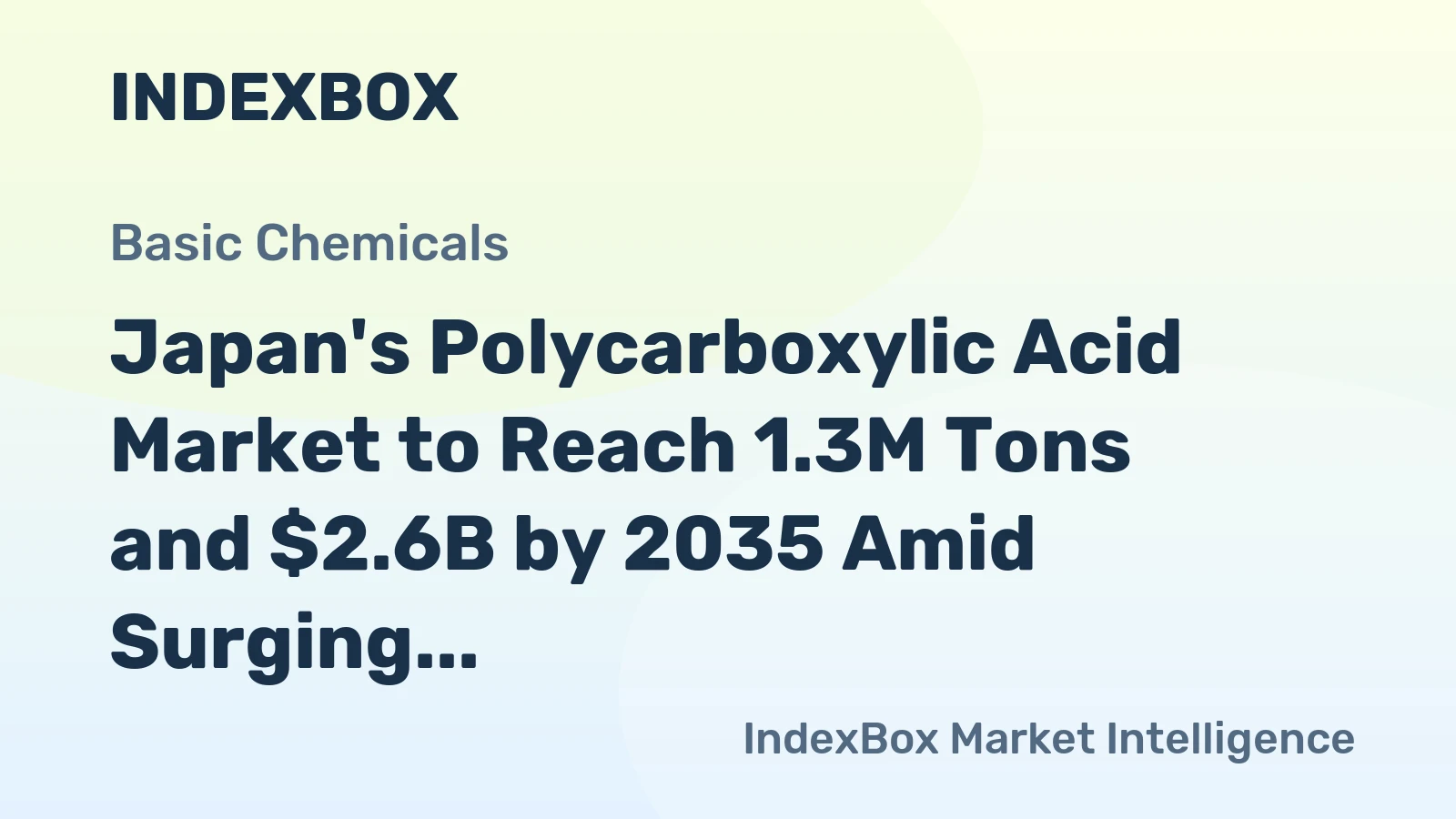 Japan's Polycarboxylic Acid Market to Reach 1.3M Tons and $2.6B by 2035 Amid Surging Imports and Declining Production