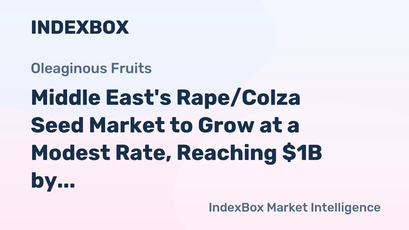 Middle East's Rape/Colza Seed Market to Grow at a Modest Rate, Reaching $1B by 2035