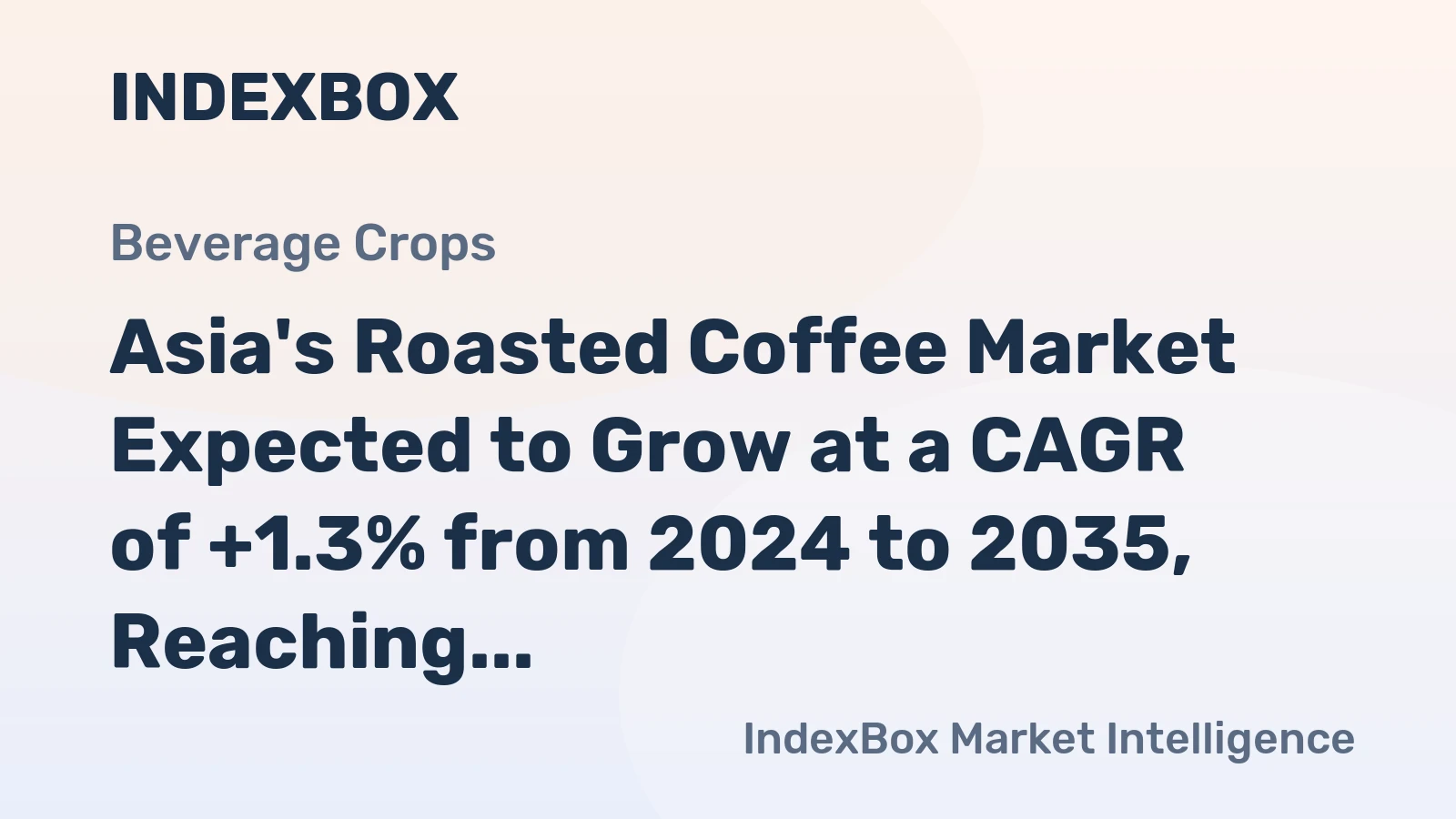 Asia's Roasted Coffee Market Expected to Grow at a CAGR of +1.3% from 2024 to 2035, Reaching $56.8B