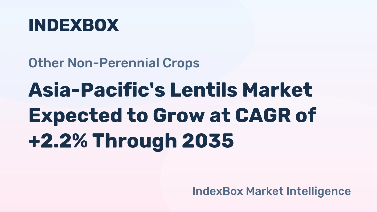 Asia-Pacific's Lentils Market Expected to Grow at CAGR of +2.2% Through 2035