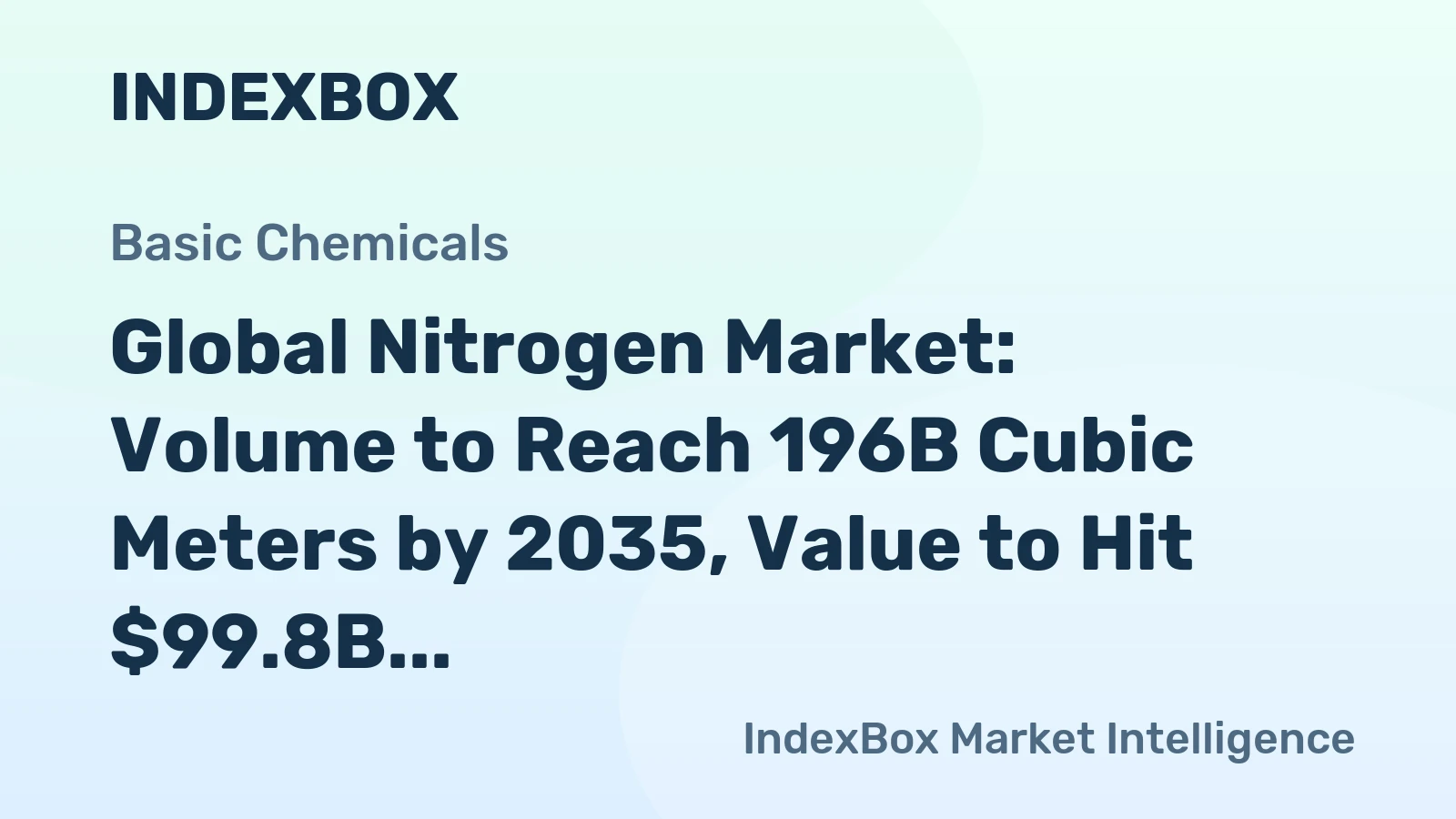 Global Nitrogen Market: Volume to Reach 196B Cubic Meters by 2035, Value to Hit $99.8B