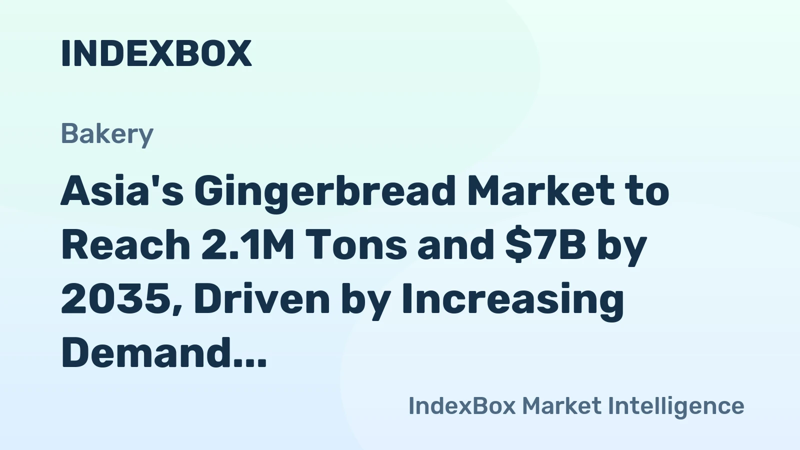 Asia's Gingerbread Market to Reach 2.1M Tons and $7B by 2035, Driven by Increasing Demand
