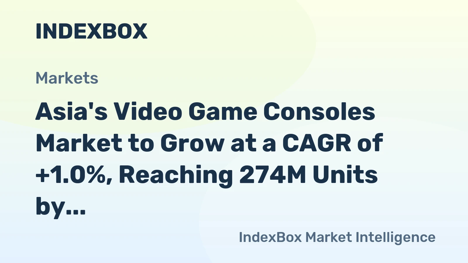 Asia's Video Game Consoles Market to Grow at a CAGR of +1.0%, Reaching 274M Units by 2035
