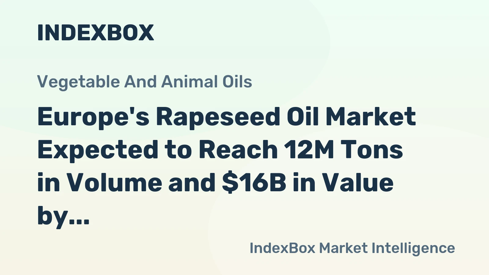 Europe's Rapeseed Oil Market Expected to Reach 12M Tons in Volume and $16B in Value by 2035