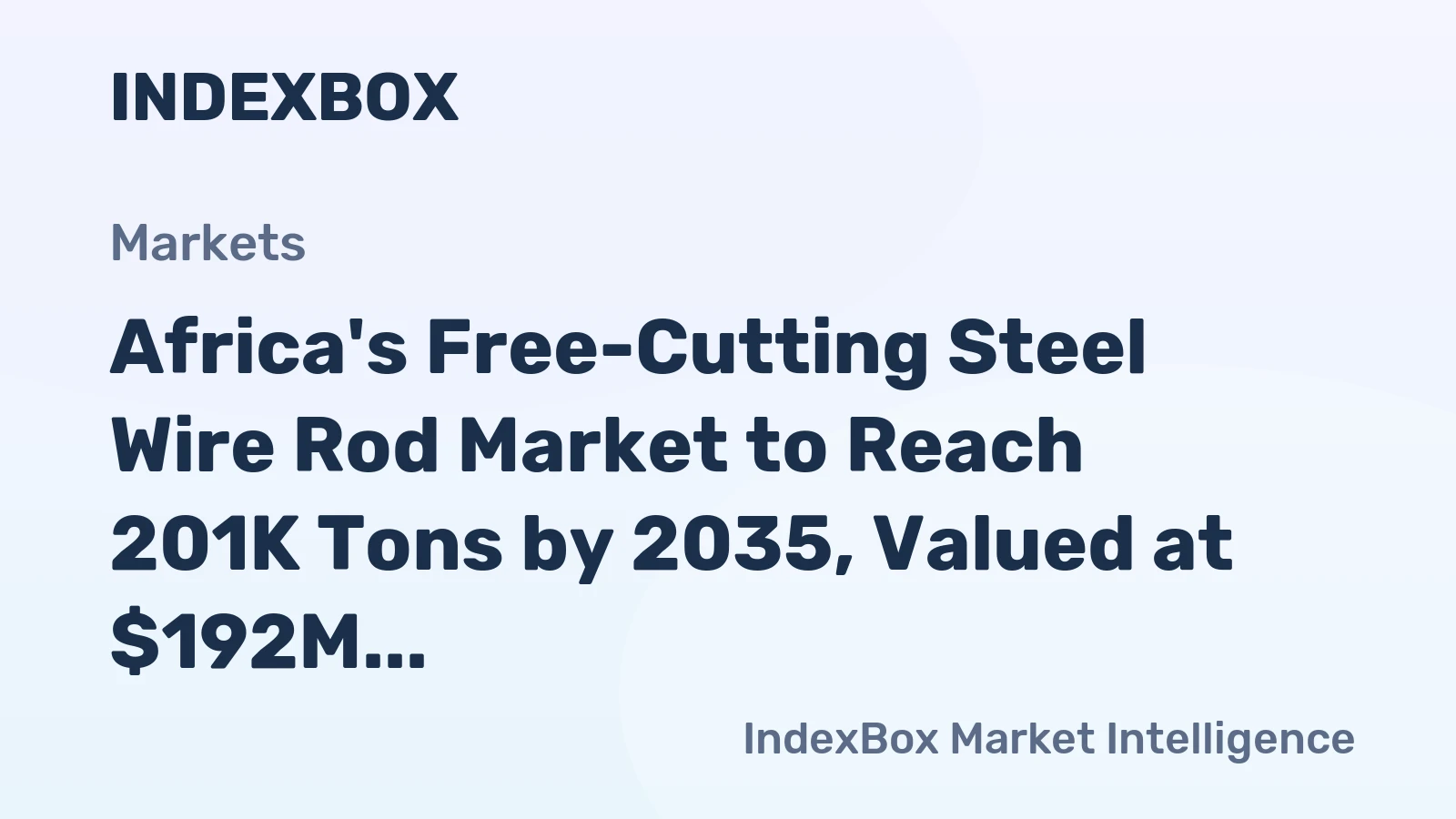 Africa's Free-Cutting Steel Wire Rod Market to Reach 201K Tons by 2035, Valued at $192M