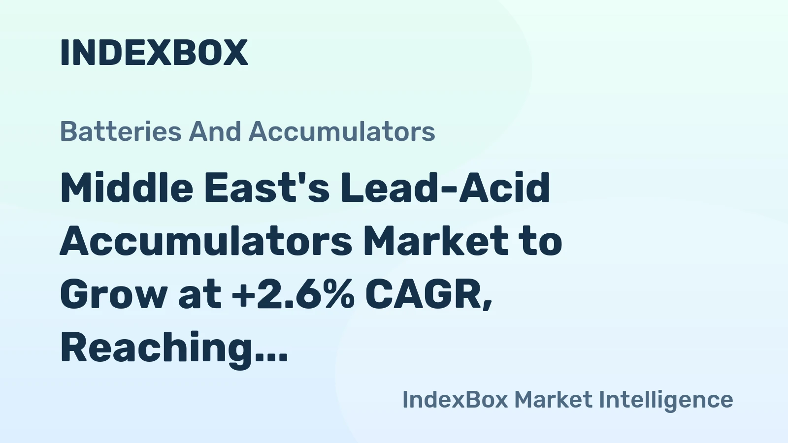 Middle East's Lead-Acid Accumulators Market to Grow at +2.6% CAGR, Reaching $3.3B by 2035
