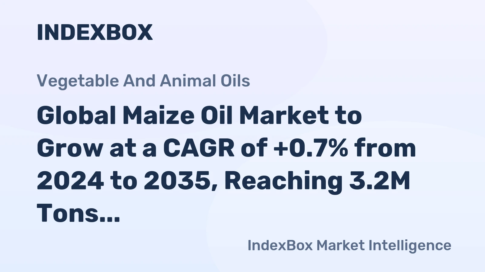 Global Maize Oil Market to Grow at a CAGR of +0.7% from 2024 to 2035, Reaching 3.2M Tons