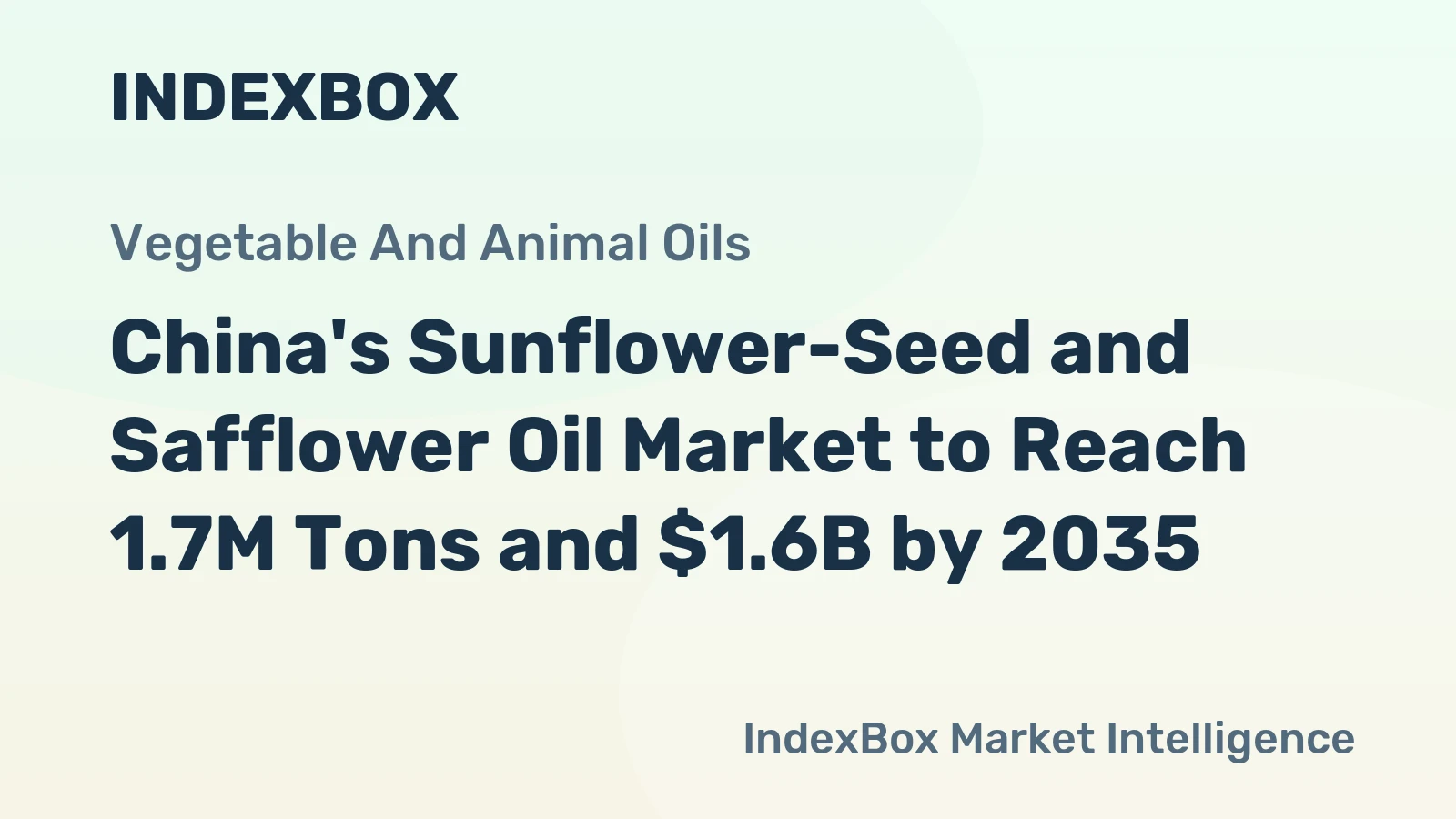 China's Sunflower-Seed and Safflower Oil Market to Reach 1.7M Tons and $1.6B by 2035