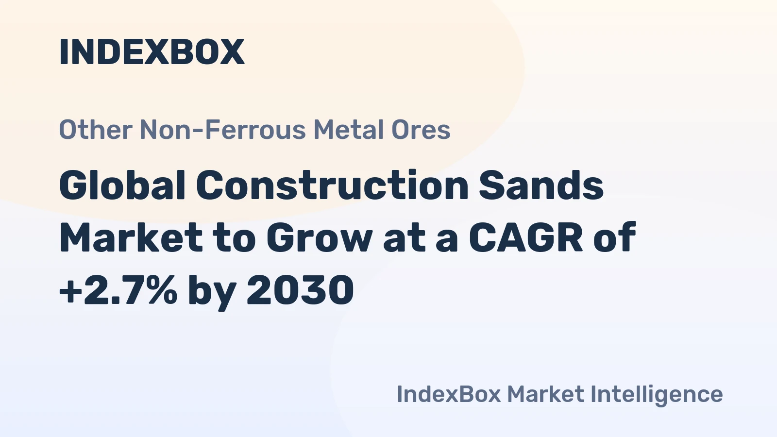 Global Construction Sands Market to Grow at a CAGR of +2.7% by 2030