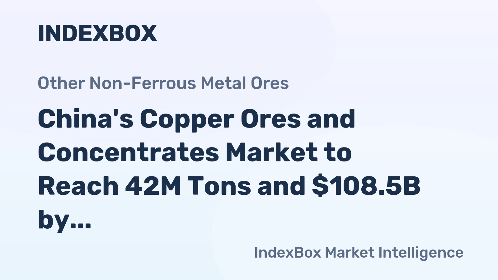 China's Copper Ores and Concentrates Market to Reach 42M Tons and $108.5B by 2035