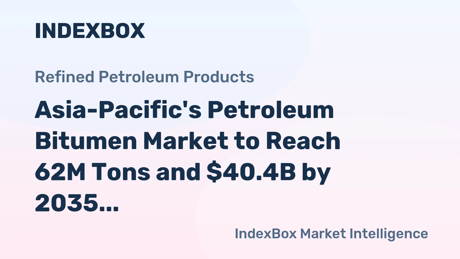 Asia-Pacific's Petroleum Bitumen Market to Reach 62M Tons and $40.4B by 2035