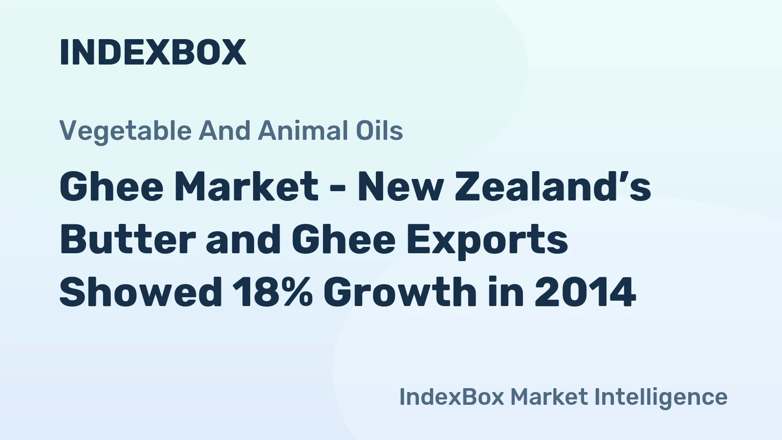 Ghee Market - New Zealand’s Butter and Ghee Exports Showed 18% Growth in 2014